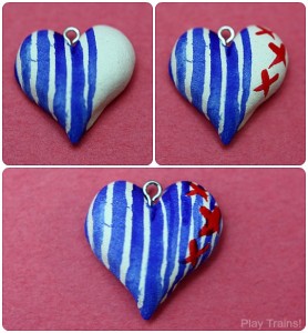 DIY Engineer Stripe Heart Pendants - Train Gifts