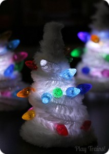 Light-up Pipe Cleaner Christmas Trees for Small Worlds